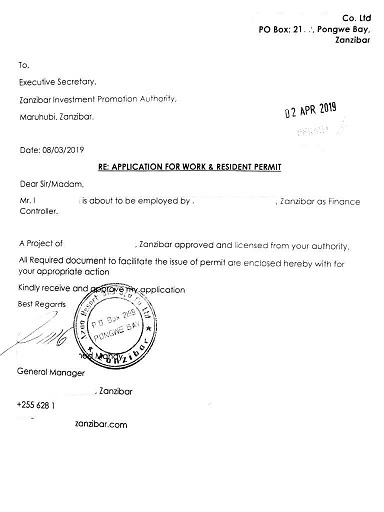 stamped application letter